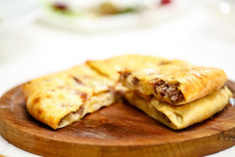 Traditional Round Pot Pie or Cake with Meat Stock Photo - Image of ...