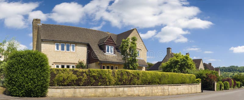 Traditional Rural Homes Scene Stock Image - Image of tree, driveway ...