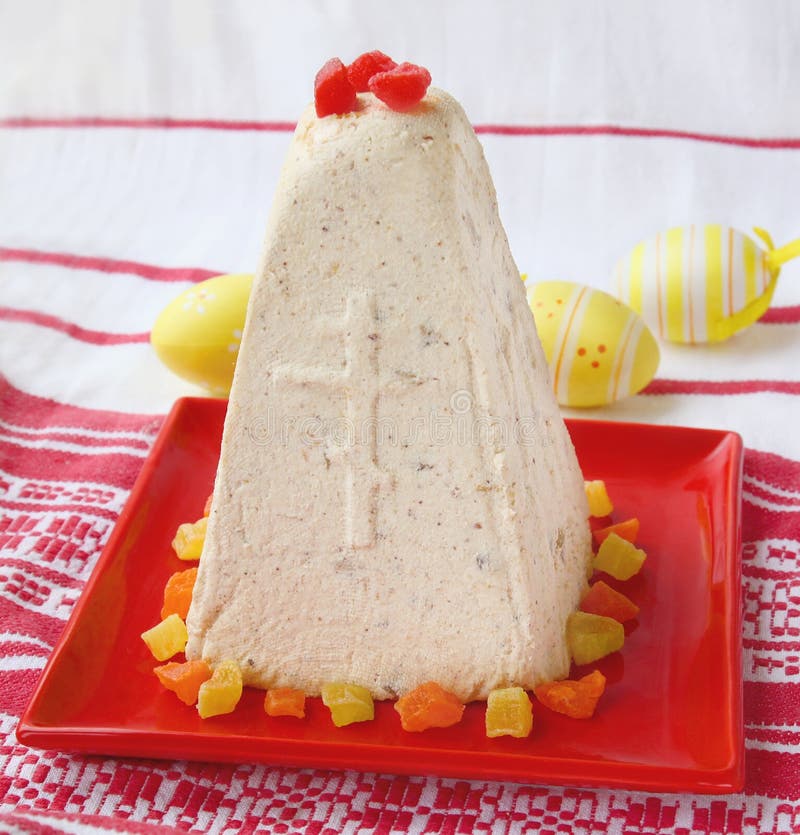 Traditional Easter Dish Cheese Pascha with Chocolate Frosting Stock ...