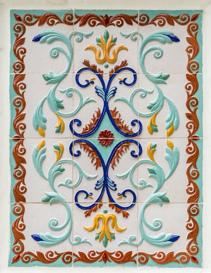 Traditional Russian Floral Ornament on Tiles Stock Image - Image of ...