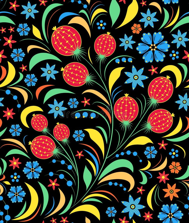 Traditional Russian Floral Ornament Stock Vector - Illustration of ...