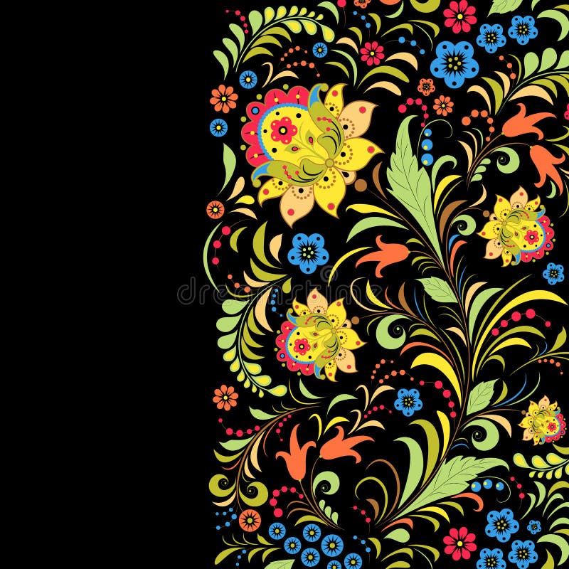 Traditional Russian Floral Pattern Stock Vector - Illustration of flora ...