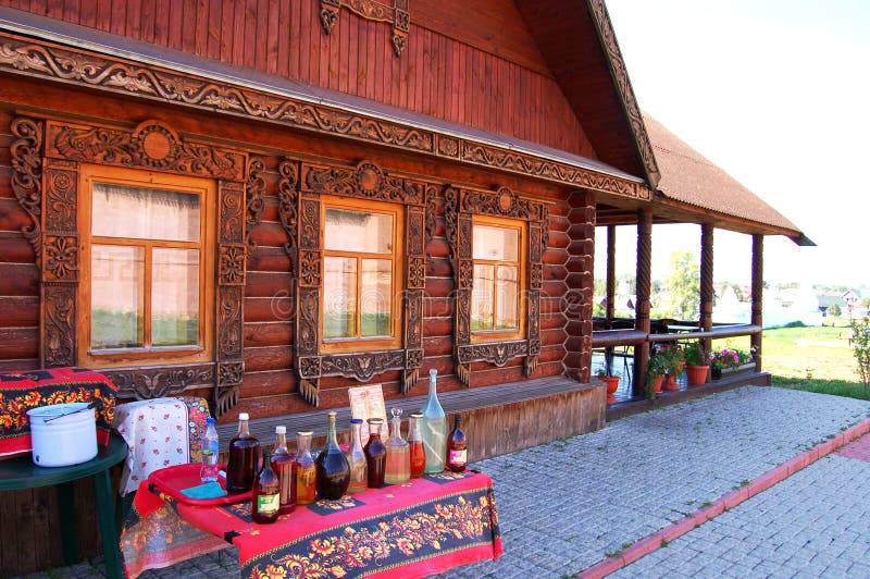 Traditional Russian Hut. Russian Drink. Suzdal, Russia Stock Photo ...