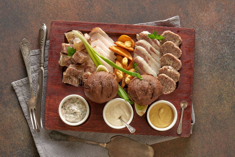Traditional Russian Meat Snacks Stock Image - Image of pork, lard ...