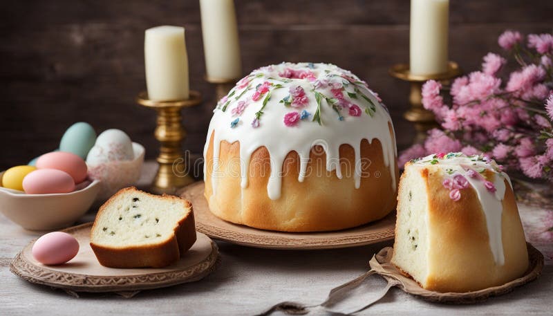 Traditional Russian Orthodox Easter Bread the Kulich Stock Illustration ...