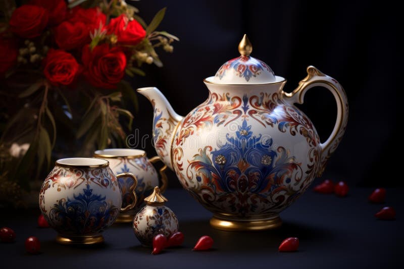 Traditional Russian Porcelain. Generate Ai Stock Photo - Image of ...