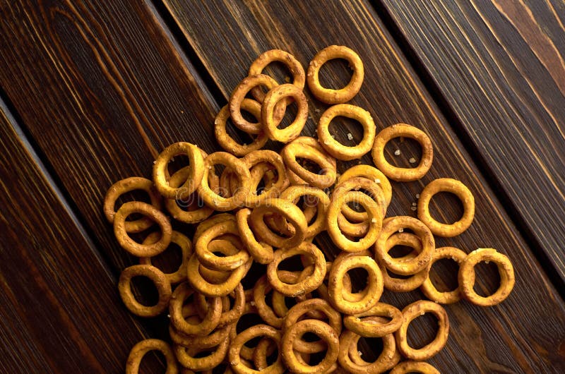Traditional Russian Small Bagels on Dark Rustic Table Background, Top ...