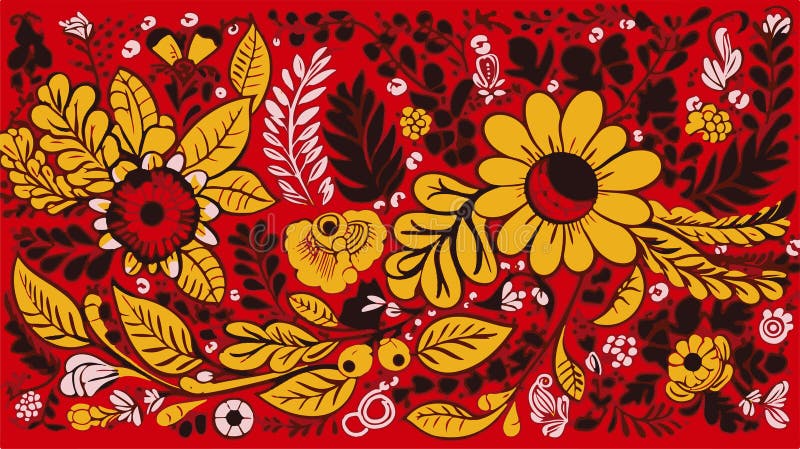 Traditional Russian Vector Seamless Pattern in Khokhloma Style Stock ...