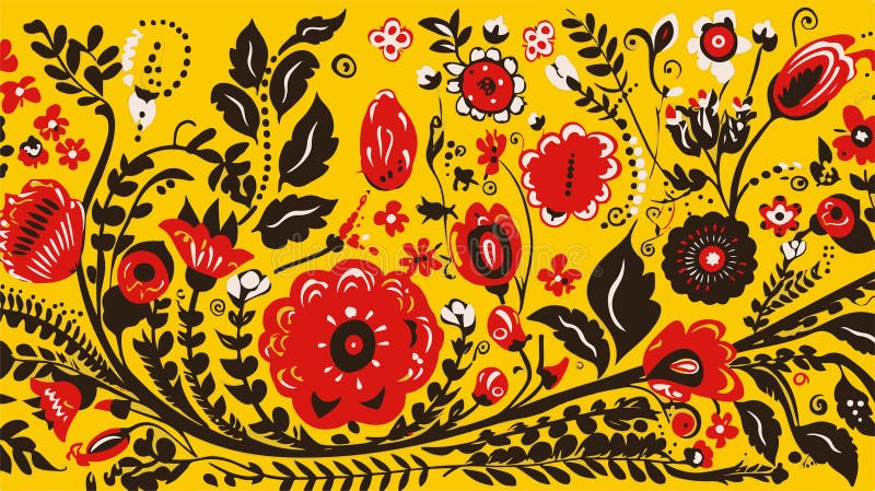 Traditional Russian Vector Seamless Pattern in Khokhloma Style Stock ...