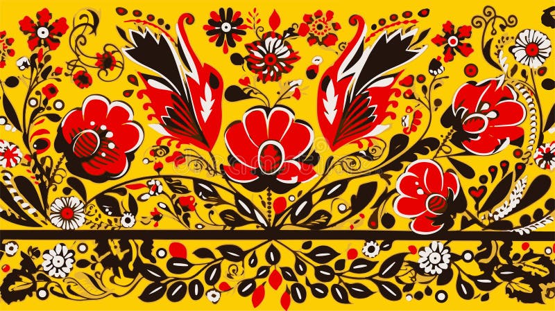 Traditional Russian Vector Seamless Pattern in Khokhloma Style Stock ...