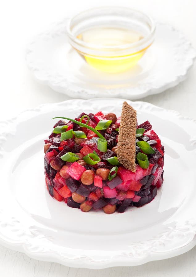 Traditional Russian Vegetable Salad with Beetroot Vinaigrette Stock ...
