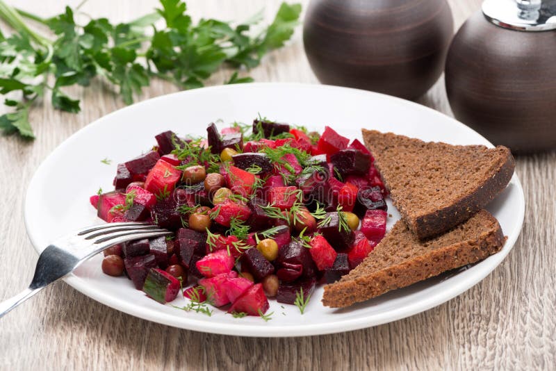 Traditional Russian Vegetable Salad with Beetroot - Vinaigrette Stock ...