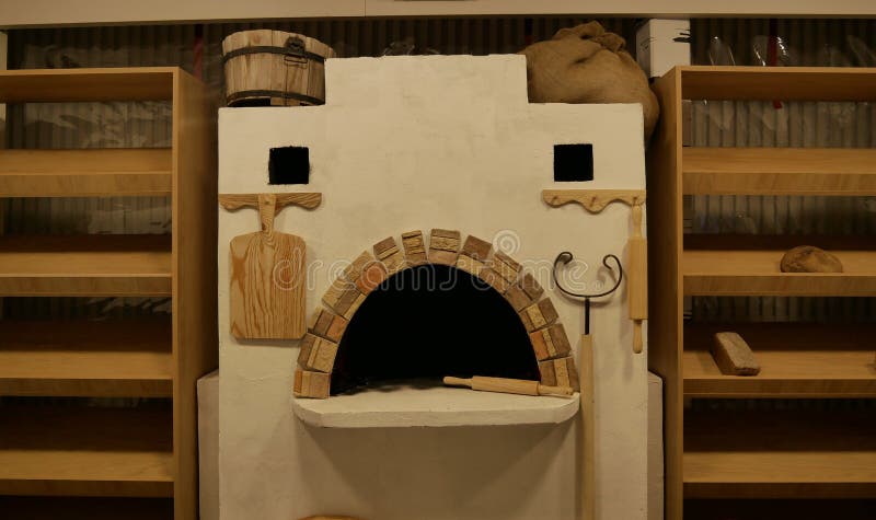 Traditional Russian White Oven in the Interior. Stone Hearth and ...