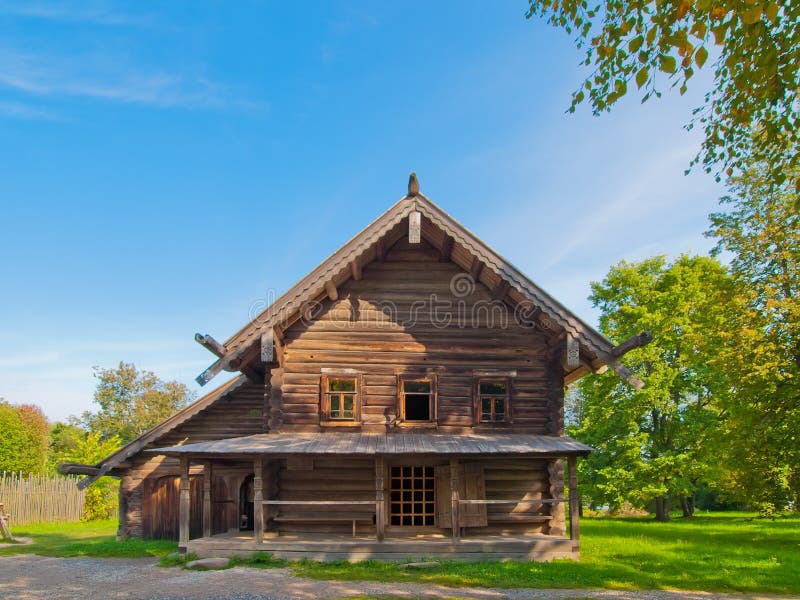 Traditional Russian Wooden Rural House. Stock Image - Image of homey ...