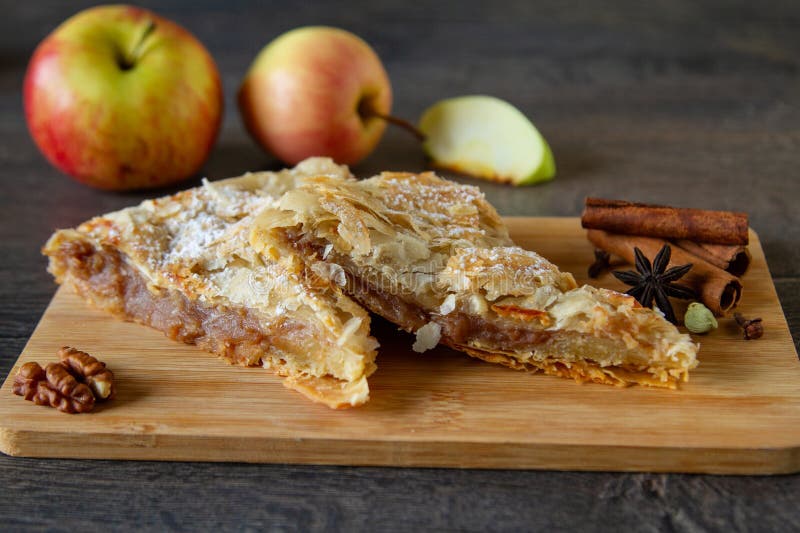 Traditional Rustic Apple Strudel Stock Photo - Image of filling, snack ...