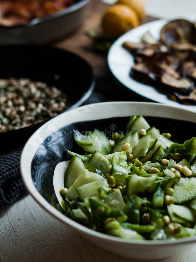Traditional Rustic Food on Plates and Table Stock Image - Image of ...