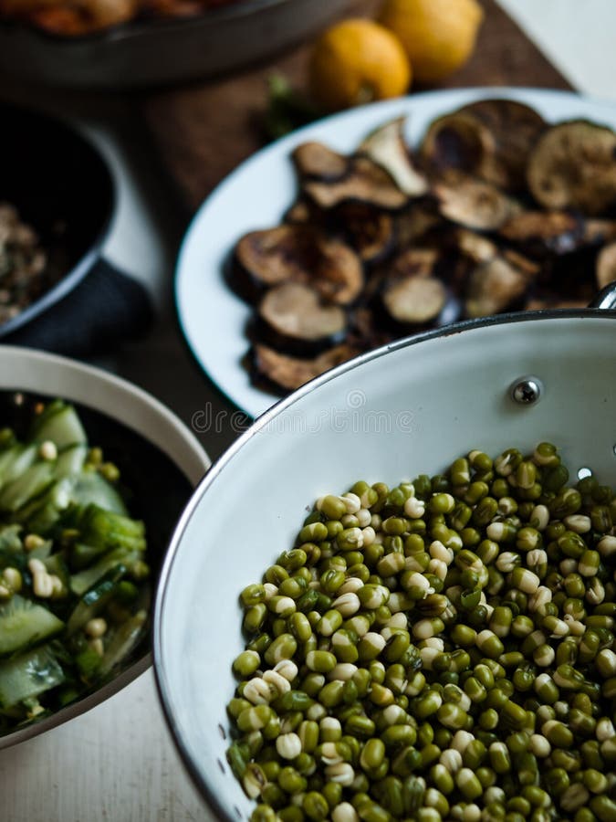 Traditional Rustic Food on Plates and Table Stock Image - Image of ...