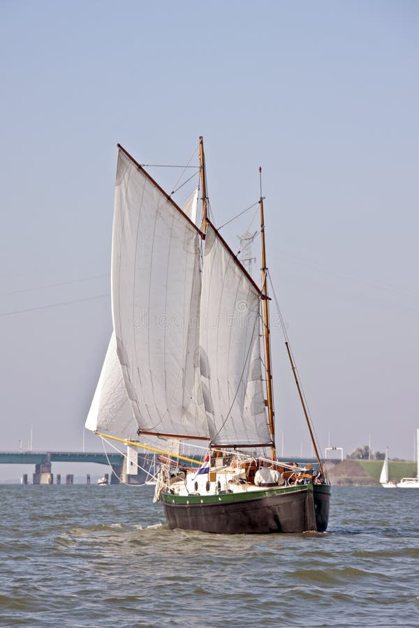 Traditional Sailboat Cruising in the Netherlands Stock Photo - Image of ...
