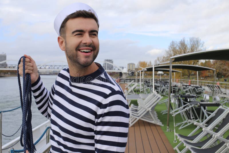 Traditional Sailor Working with a Rope Stock Image - Image of mariner ...