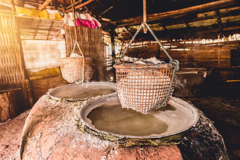 Traditional Salt Making at Boklua District, Nan Province Stock Photo ...