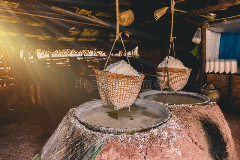 Traditional Salt Making at Boklua District, Nan Province Stock Photo ...