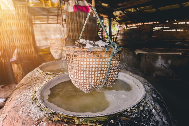 Traditional Salt Making at Boklua District, Nan Province Stock Photo ...