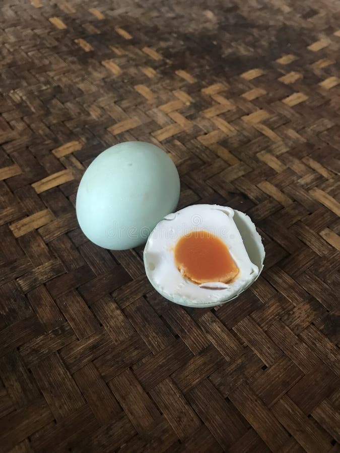 Traditional Salted Egg on a Rattan Bench Stock Image - Image of dish ...