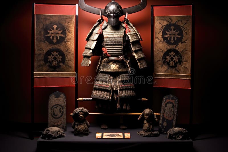 Traditional Samurai Armor Displayed on a Stand Stock Illustration ...