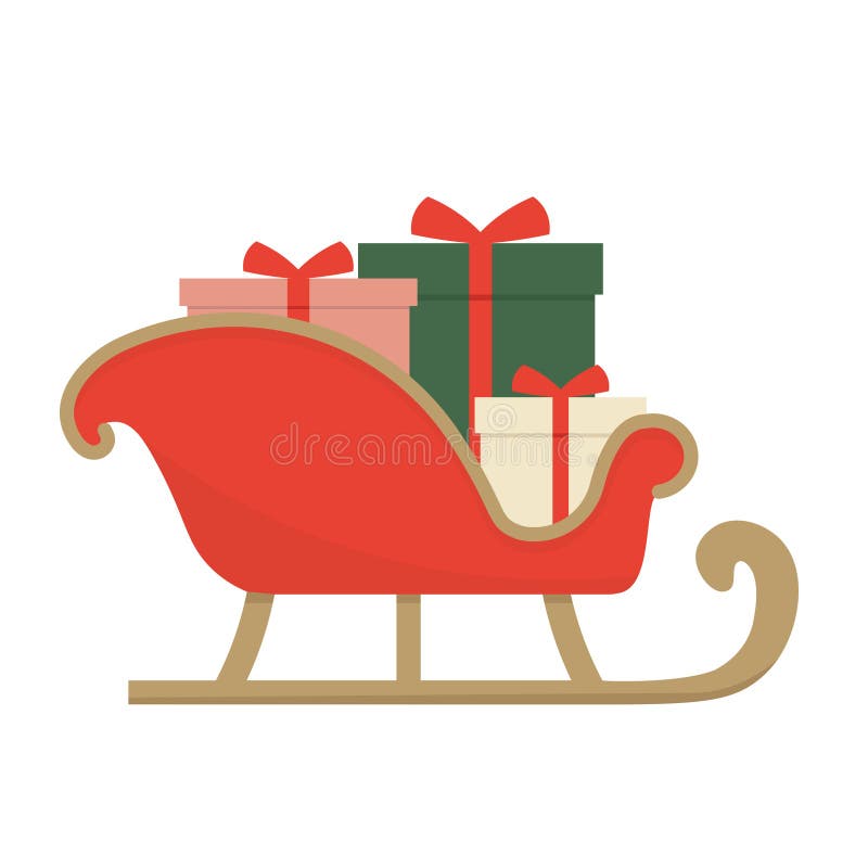 Traditional Santa Sleigh with Gift Boxes, Christmas Design Element ...