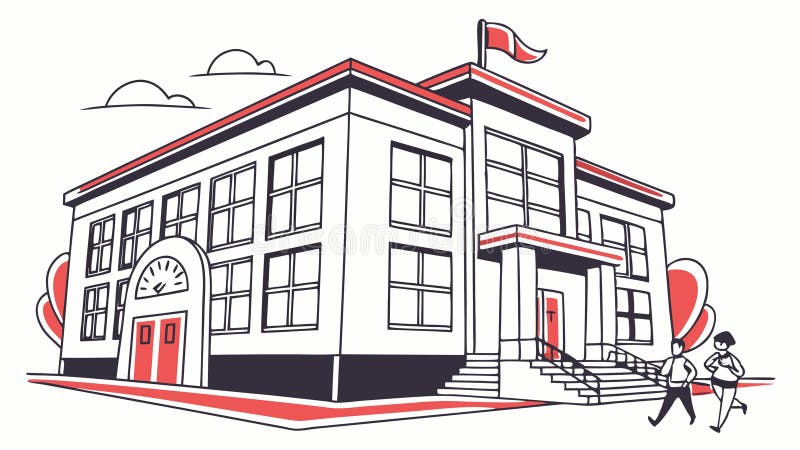 Traditional School Building with Classic Design, Vector Design ...