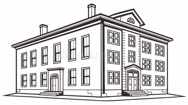 Traditional School Building Education Architecture History Vector ...