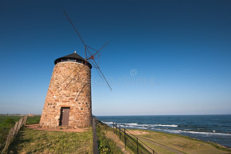 Traditional Scottish Coastal Windmill Stock Photo - Image of scenic ...