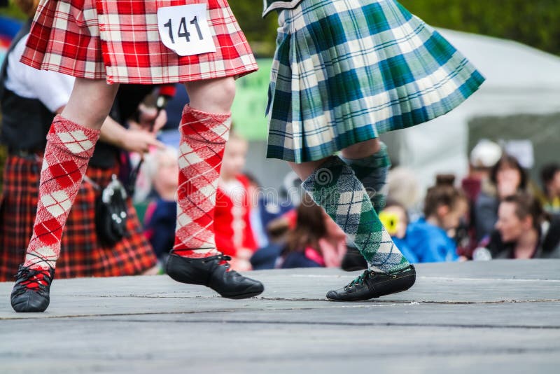 Traditional Scottish Highland Dancing in Kilts Stock Photo - Image of ...