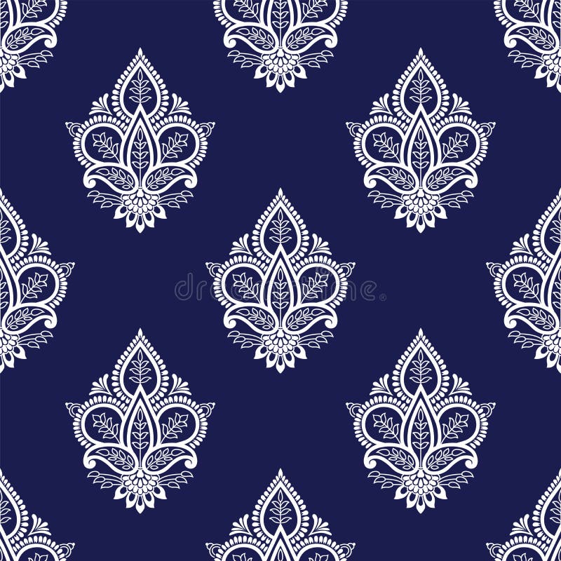 Traditional Seamless Asian Damask Pattern Stock Vector - Illustration ...