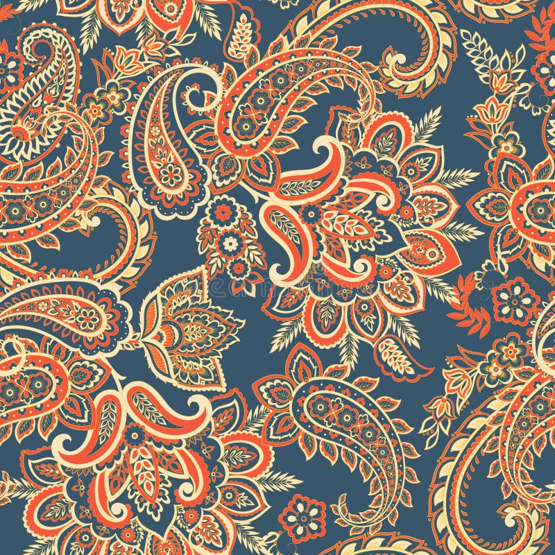 Paisley seamless pattern stock illustration. Illustration of motif ...
