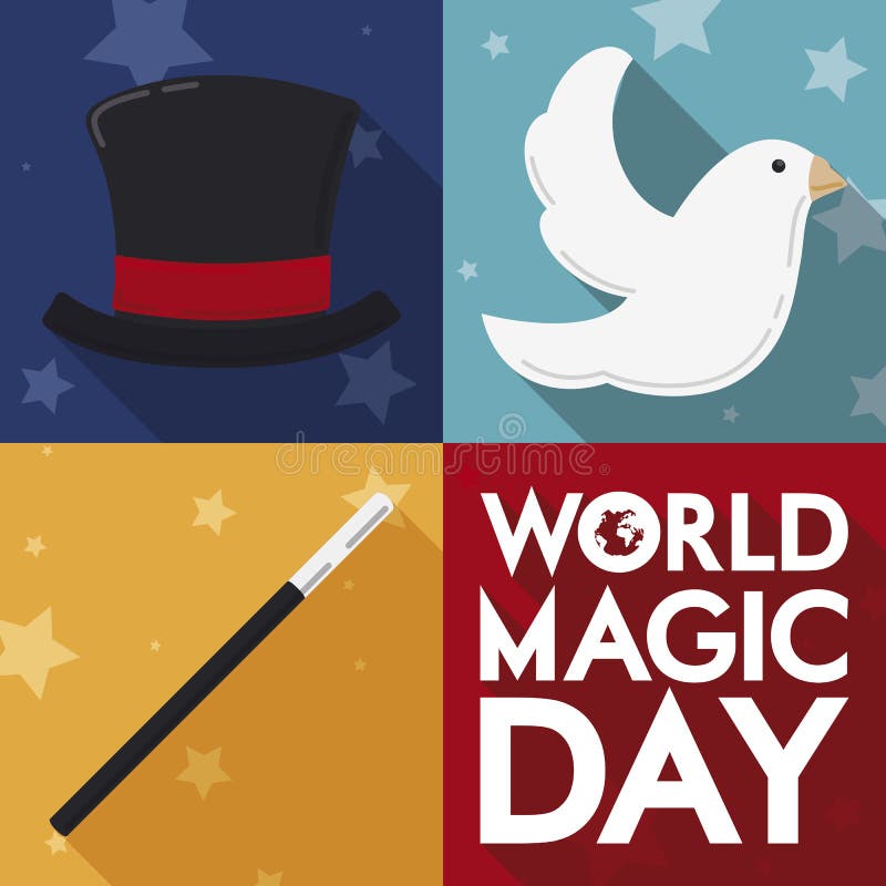 Traditional Set of Elements for World Magic Day, Vector Illustration ...