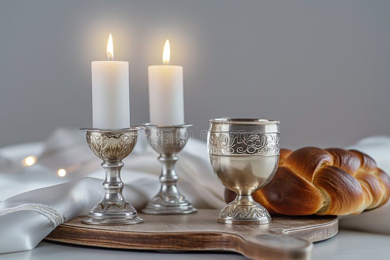 A Traditional Shabbat Table Setting Stock Image - Image of shabbat ...