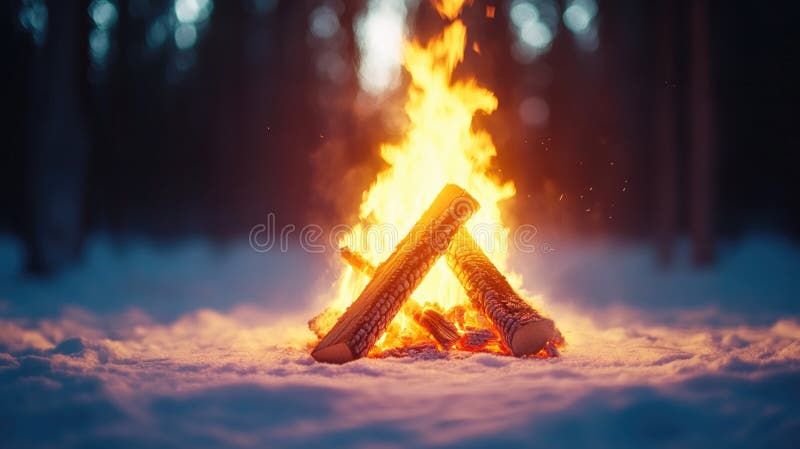 Traditional Slavic Bonfire for Korochun Celebration in Winter Forest ...