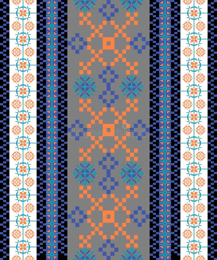 Traditional Slavic Ornament Pixel Pattern for Textile Print Stock ...
