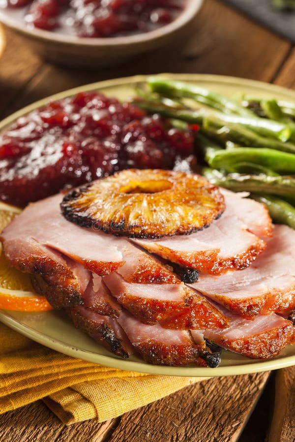 Traditional Sliced Honey Glazed Ham Stock Image - Image of meal ...