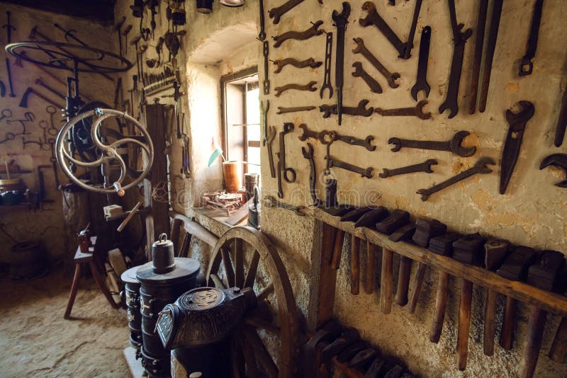 Old Smithy Workshop Interior Stock Photo - Image of craftsman, factory ...