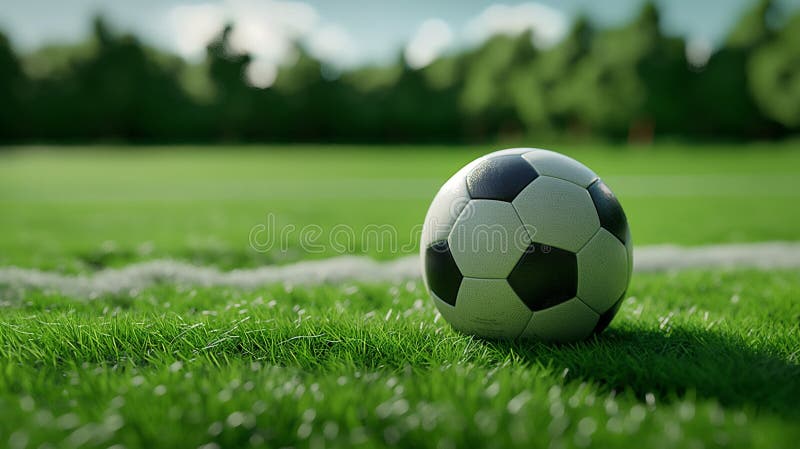 Traditional Soccer Ball on Soccer Field Stock Photo - Image of ...