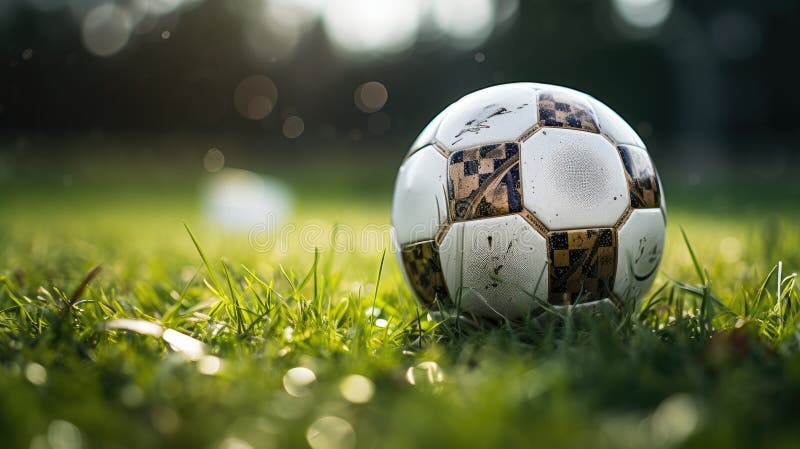 Traditional Soccer Ball Resting on Grass. Generative AI Stock ...