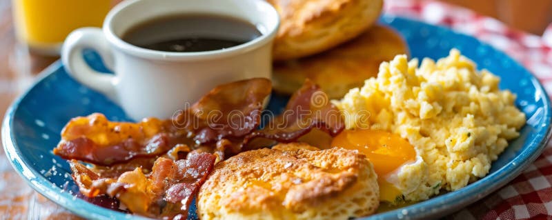 A Traditional Southern Breakfast with Biscuits and Gravy, Scrambled ...