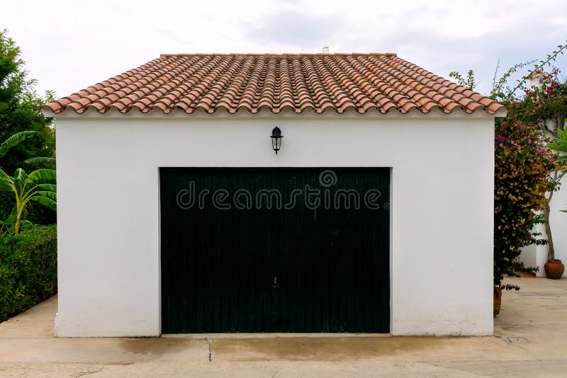 Traditional two car garage stock photo. Image of brick - 35165526