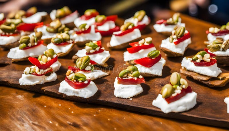 Traditional Spanish Pintxos with Goat Cheese Stock Illustration ...