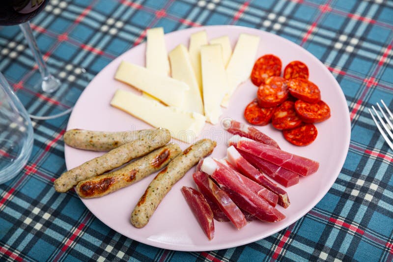 Traditional Spanish Snack Tapas on a Plate Stock Image - Image of pork ...