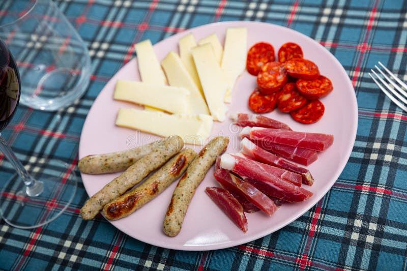 Traditional Spanish Snack Tapas on a Plate Stock Image - Image of pork ...