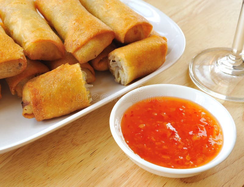 Traditional Spring Rolls Food Stock Image - Image of side, chinese ...