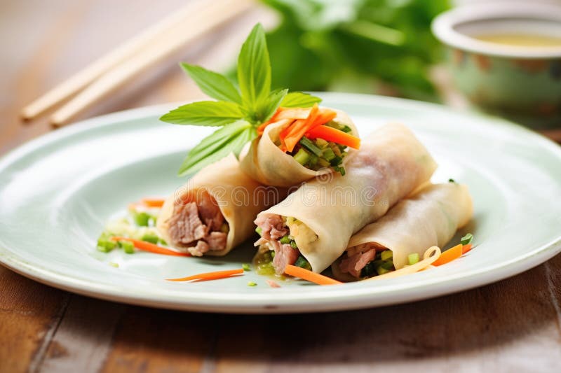 Traditional Spring Rolls with Pork and Shrimp, Ready To Eat Stock Image ...